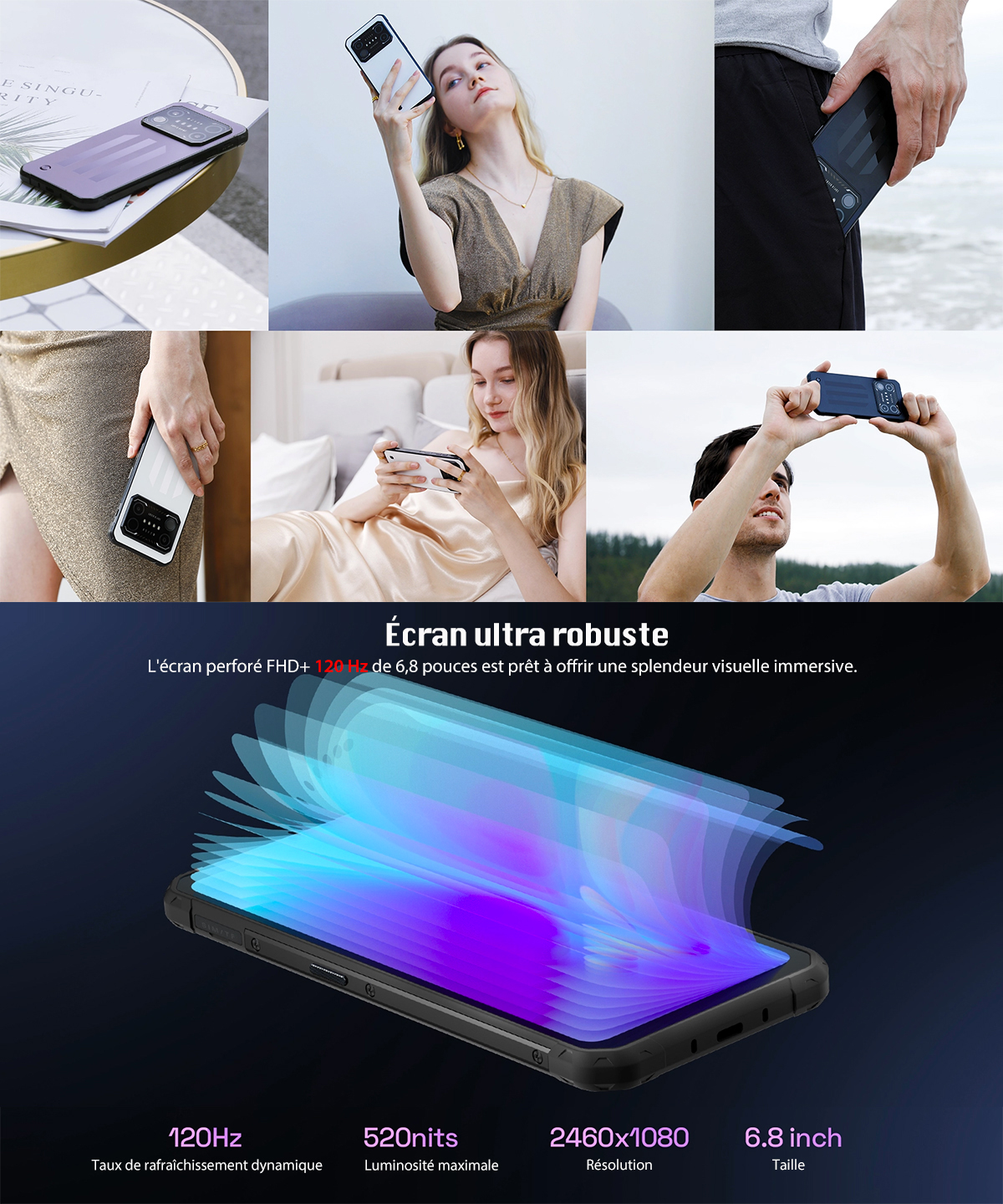 IIIF150 Air1 Ultra Smartphone Robuste 256Go 6,8'' 64MP Caméra + 20MP IR ...