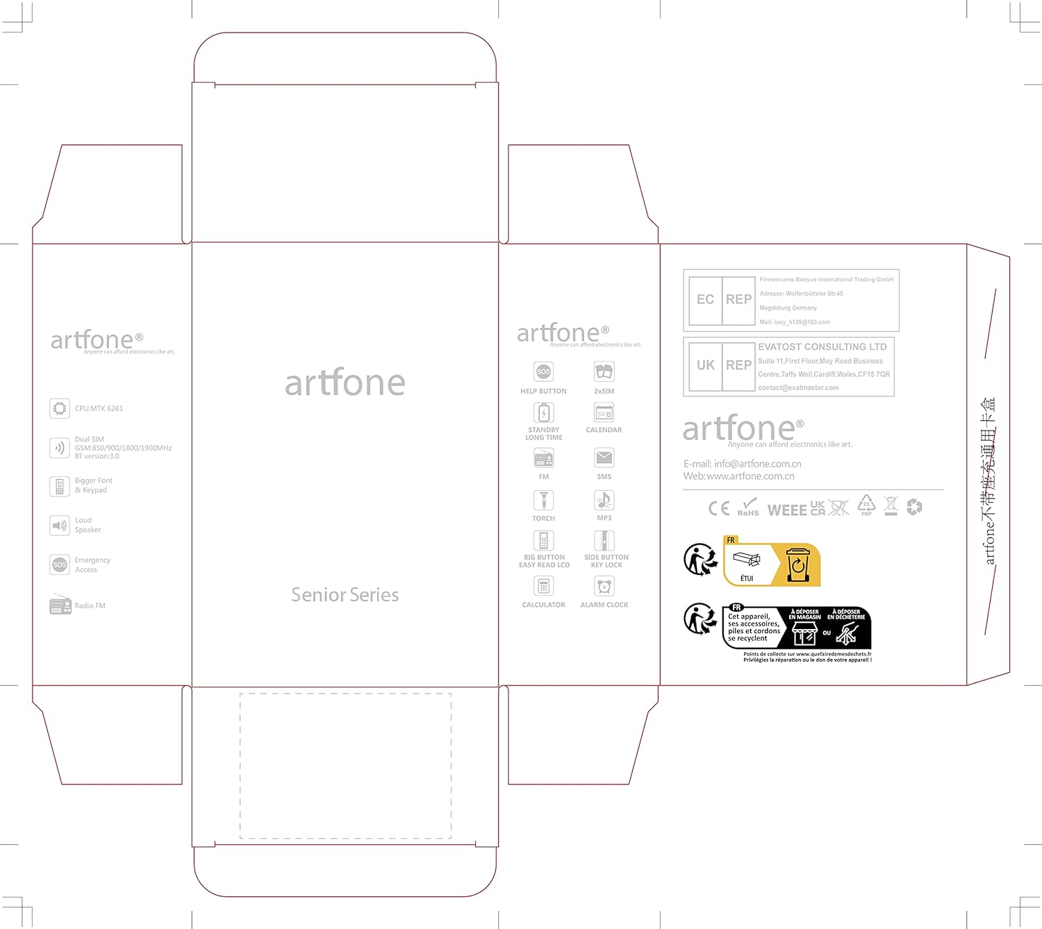 Téléphone portable basique Artfone C1 Téléphone portable pour personnes ...